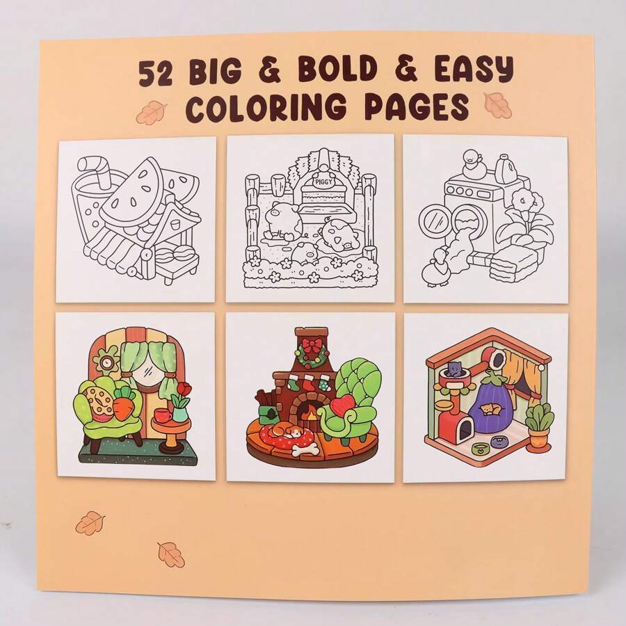 Coloring Book, Bold Easy Relaxing Designs For Cozy Nooks (Bold Easy ...