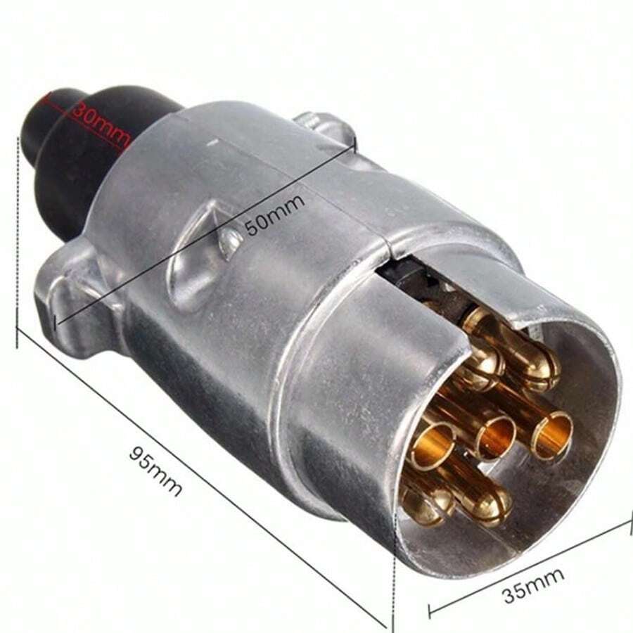 7 Pin Metal Trailer Plug Towbar Towing Lights Socket Car Van Caravan ...