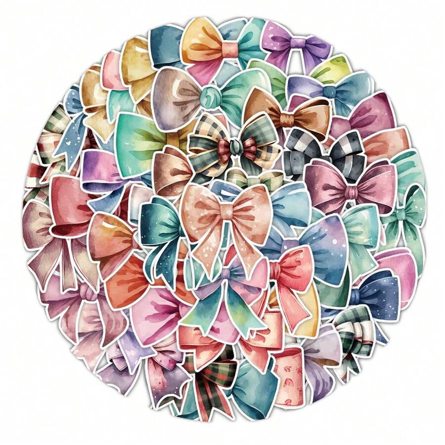 50PCS Sheet Bow Stickers Vinyl Aesthetics Stickers Scrapbooking, Diary ...