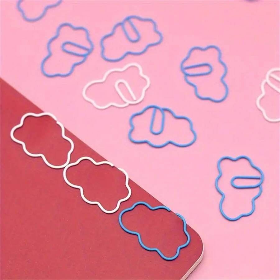 25pcs Cloud-Shaped Paper Clips, Iron Material, Metal Bookmark Clips For ...
