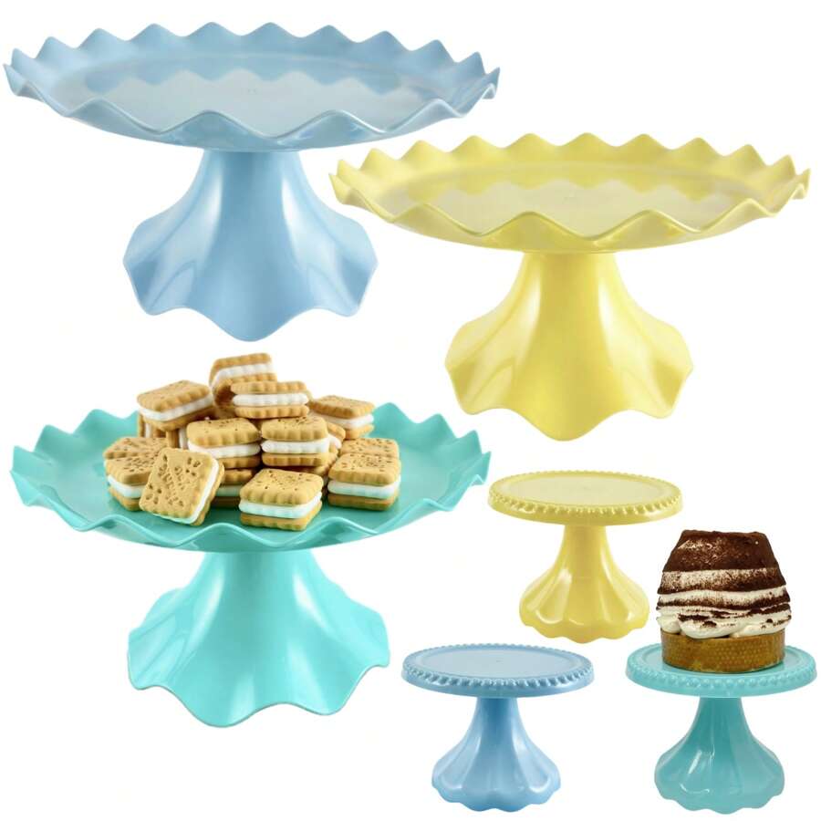 6 Pcs Mini Cup Cake Stand, Plastic Pedestals Small Cake Stands, Dessert ...