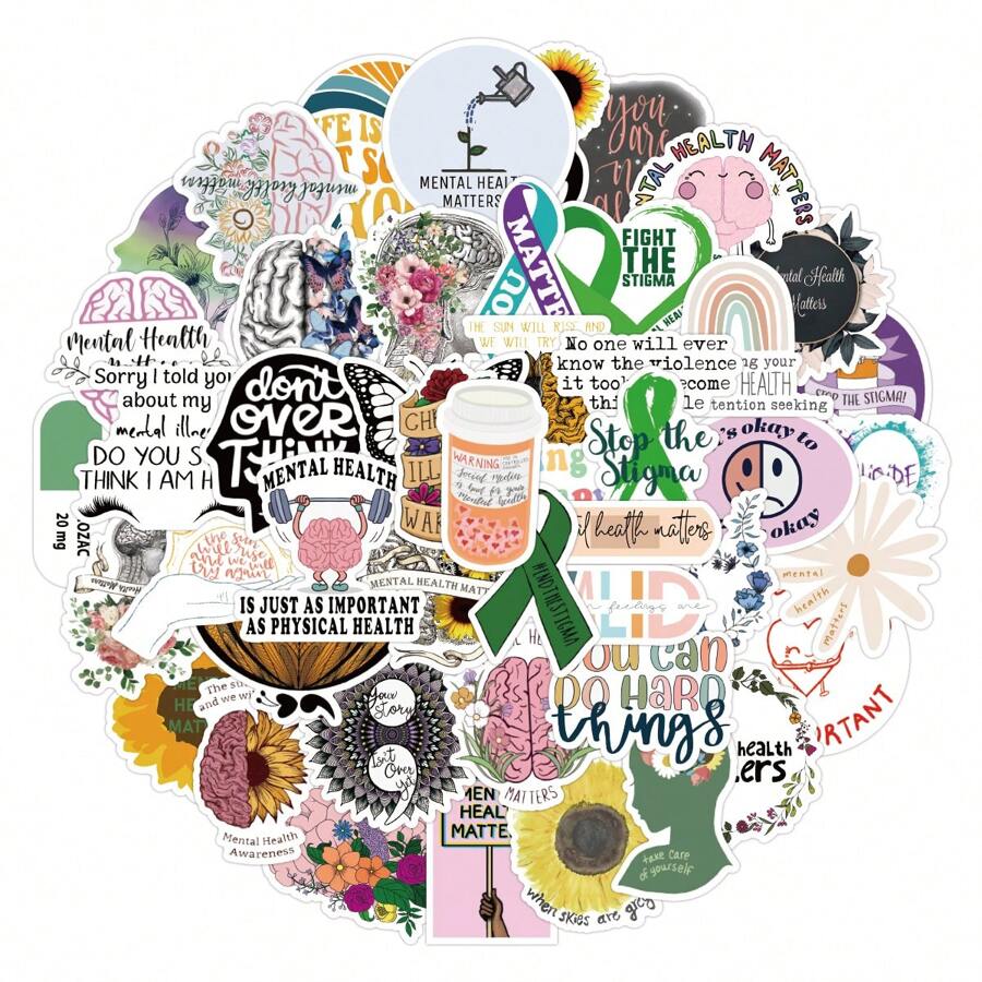 50PCS Health Awareness Stickers Vinyl Aesthetics Stickers Scrapbooking ...