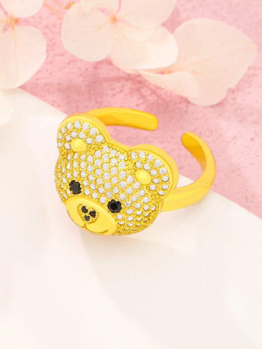 1 Piece Fashion Micro Inlaid Zirconia Twisted Irregular Ring With ...