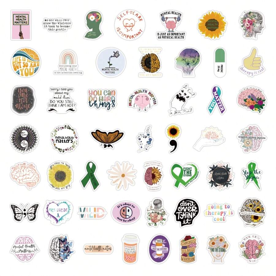 50PCS Health Awareness Stickers Vinyl Aesthetics Stickers Scrapbooking ...