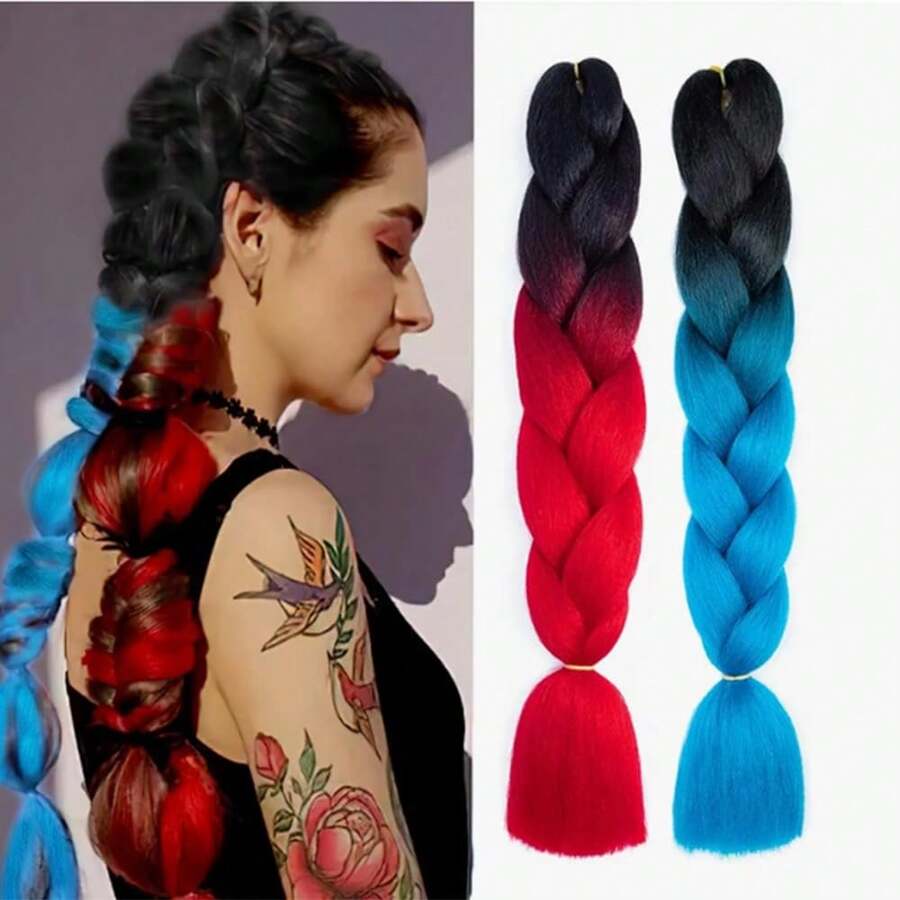 1/6PC trenzas grandes africanas color degradado a juego Peluca de ...