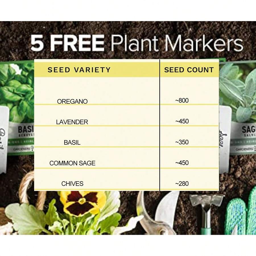 Seeds For Planting Gardeners Basics Pack OREGANO LAVENDER BASIL COMMON ...