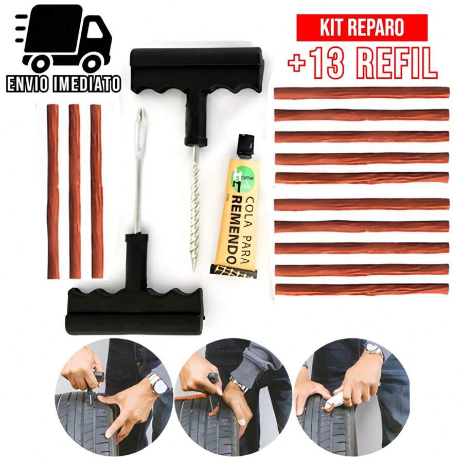 Tubeless Tire Repair Kit For Cars And Motorcycles + 13 Sealant Refills ...