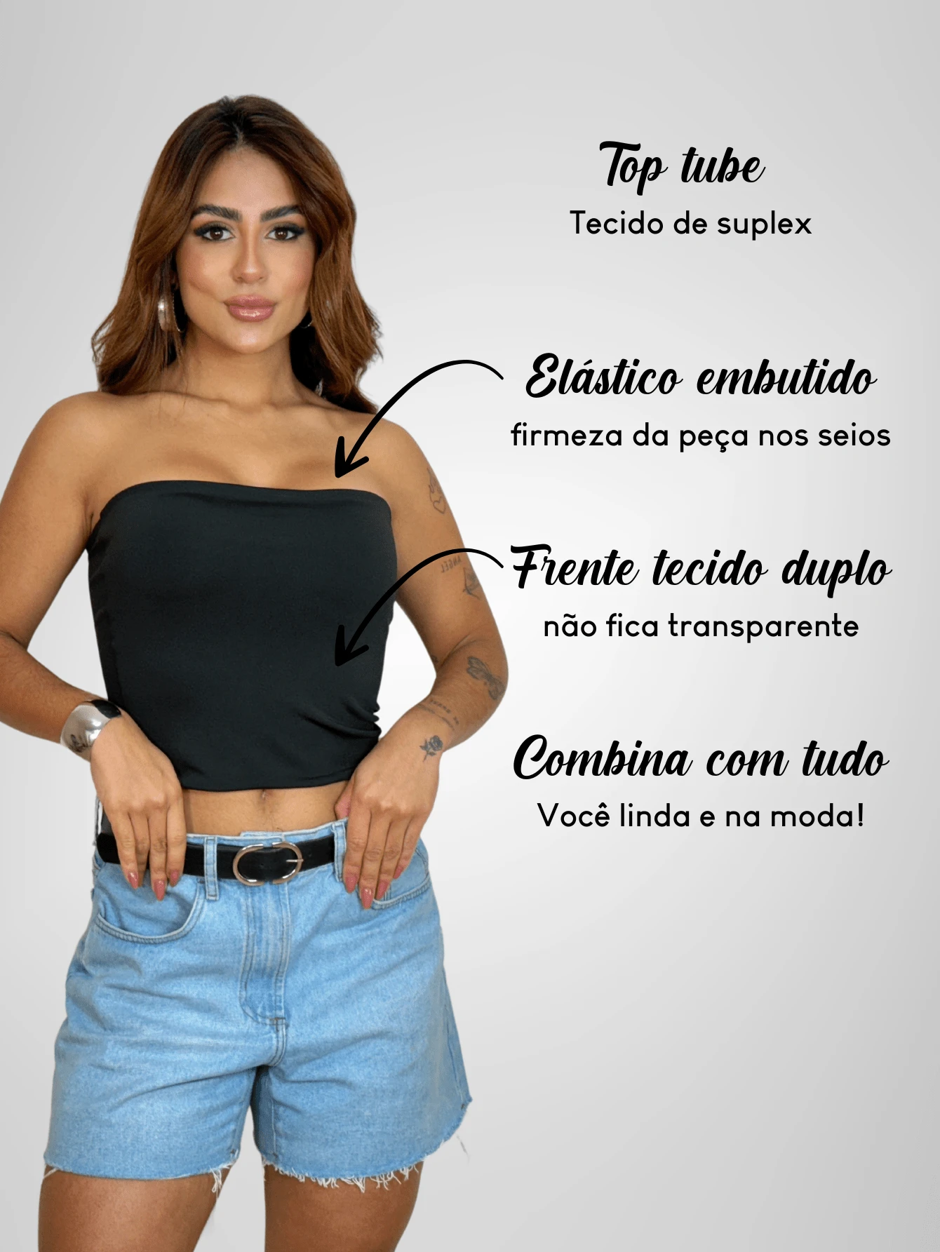 Kit 3 Cropped Tube Top Feminino Sem Alça tomara que caia Básico Dupla ...