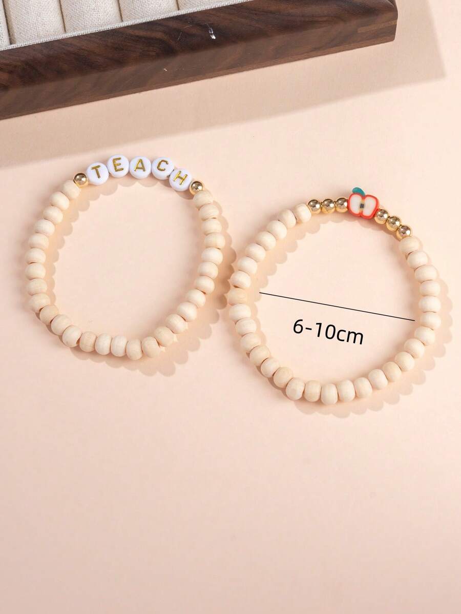 2pcs Simple Creative Letter Bead Acrylic Word Bead Bracelet Greeting ...