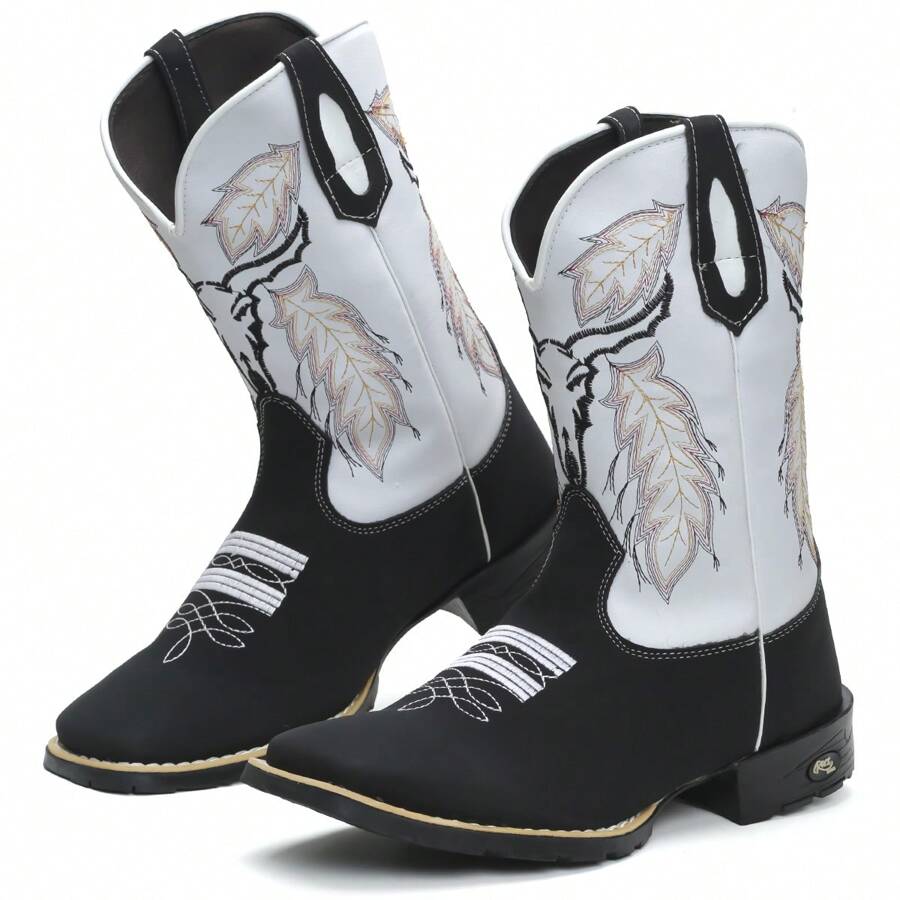 BOTAS TEXANAS COUNTRY RODEIO BOTINA QUADRADA BORDADA CONFORTÁVEL CANO ...