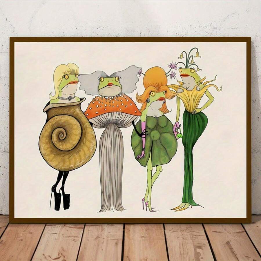 1pc Fun And Stylish Frog Model Canvas Art Print, Animal Themed Poster ...