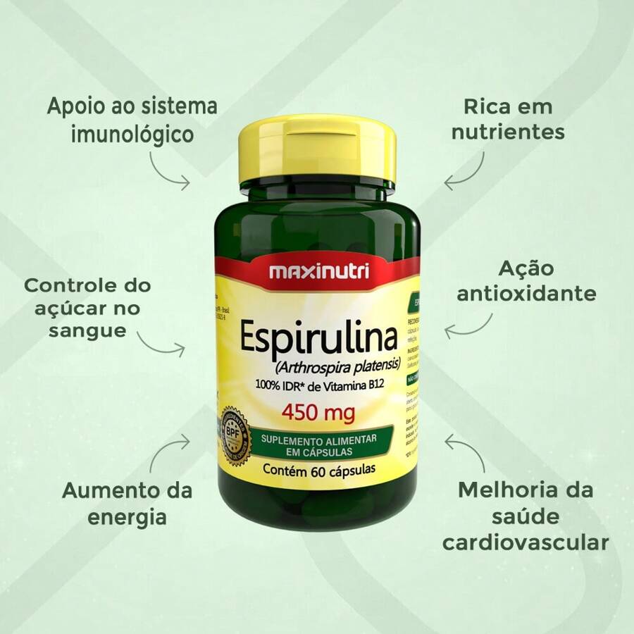 Espirulina 450mg 60 Cápsulas Maxinutri | SHEIN Brasil