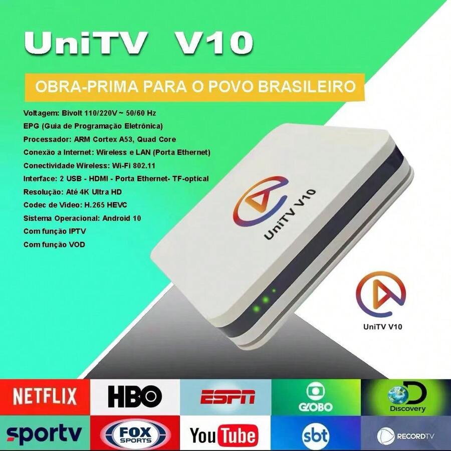 UNITV V10 Smart TV Converter Box Lifetime 4k Android 11 Wifi 5g Internet TV Watch Movies, Series ...