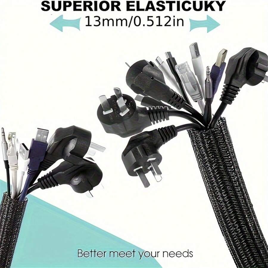 78 Inch Nylon Cable Sleeve Organizer, Wire Protection Sleeve, Desktop ...