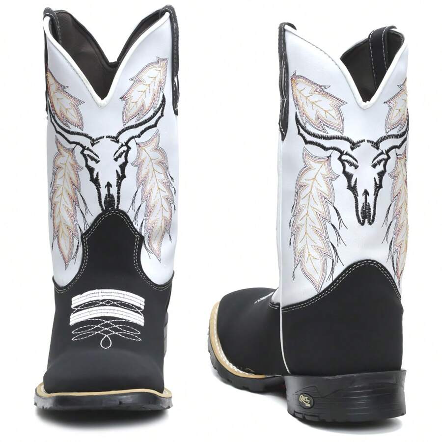 BOTAS TEXANAS COUNTRY RODEIO BOTINA QUADRADA BORDADA CONFORTÁVEL CANO ...