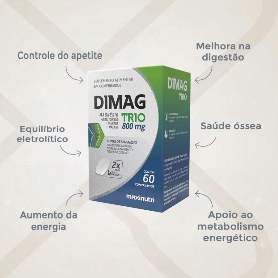 Dimag Trio Magnésio Bisglicinato Taurato e Malato 60 Caps Maxinutri ...