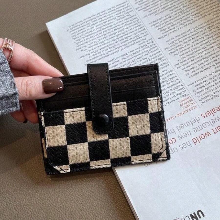 Women's Plaid Canvas Wallet - Faux Leather Zippered Card Holder & Coin ...