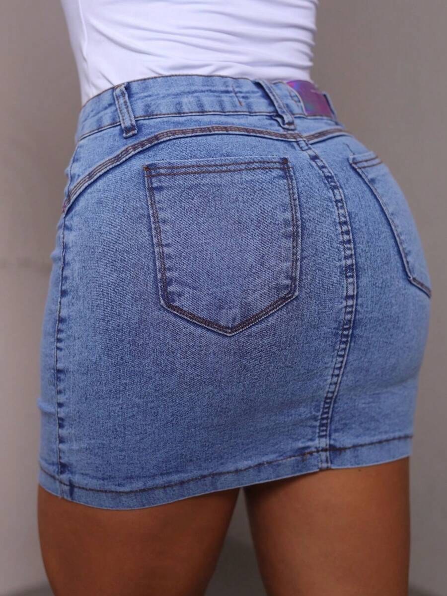 Women's Short Light Denim Skirt Launch 2025 Mini Skirt | Mode de Mujer ...