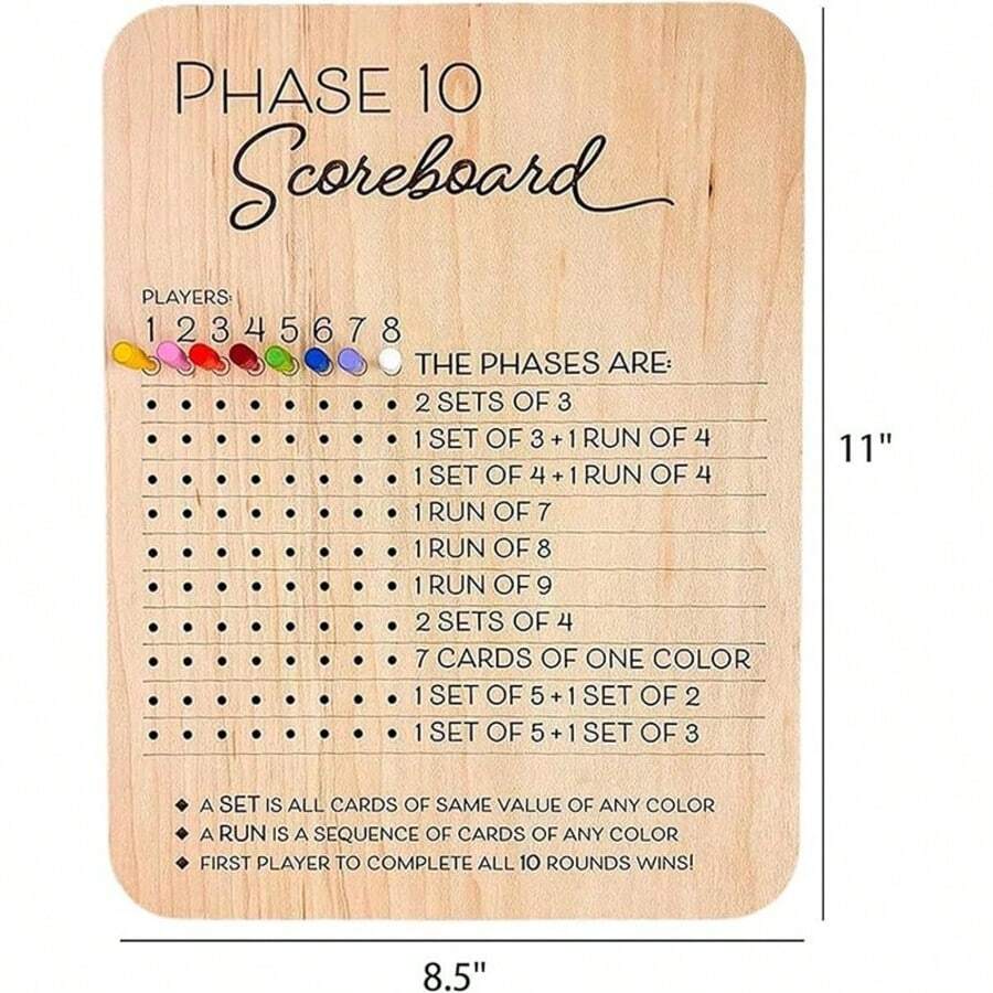 Phase 10 Score Board - 2025 New Wooden Phase Ten Scorecard And Round ...