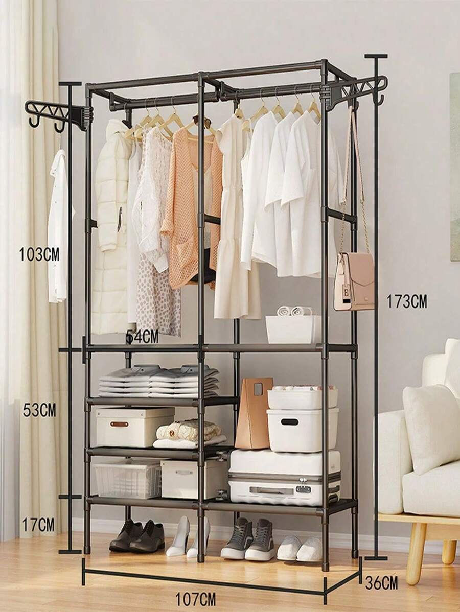 Rack Floor Coat Rack Closet Buildable Clothes Organizer Hanger Closet ...