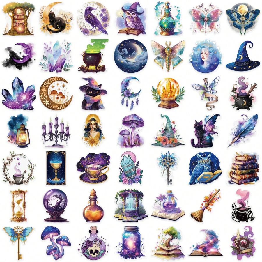 50Pcs Transparent Patch-Magic Planet Stickers Vinyl Aesthetics Stickers ...
