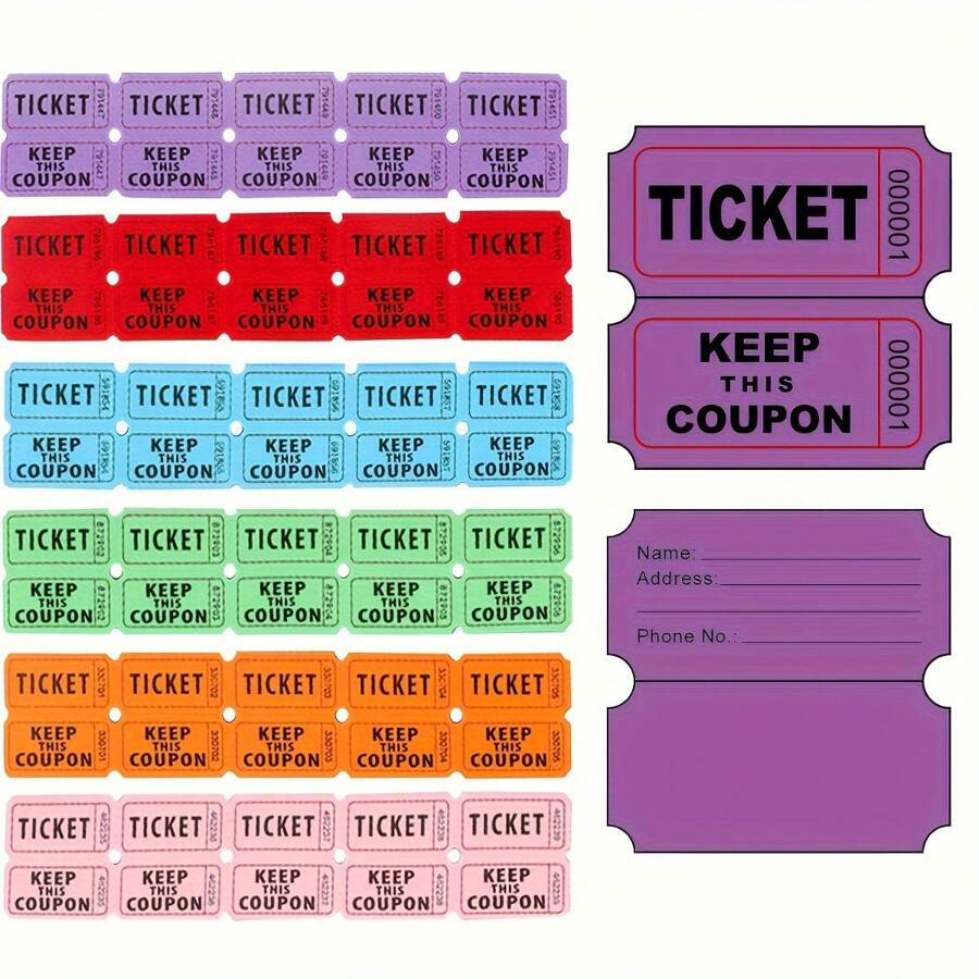 200pcs Raffle Tickets For Party, Event And Game Activities, Multi-Color ...