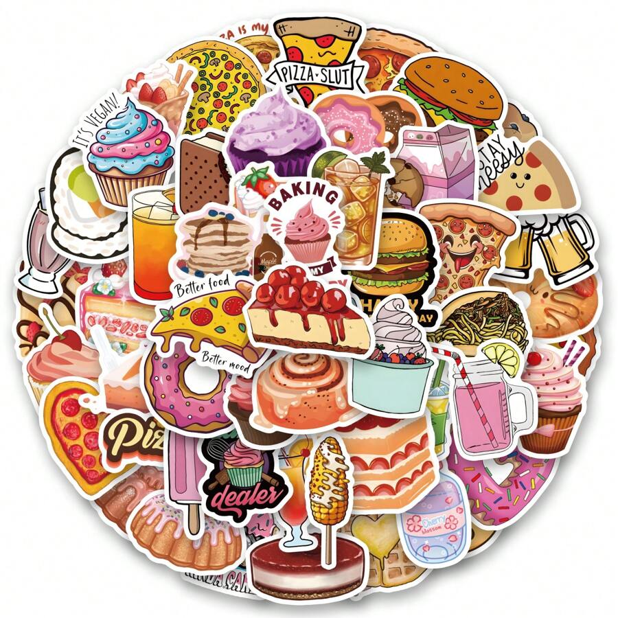 120PCS Cute Food Stickers Vinyl Aesthetics Stickers Scrapbooking, Diary ...