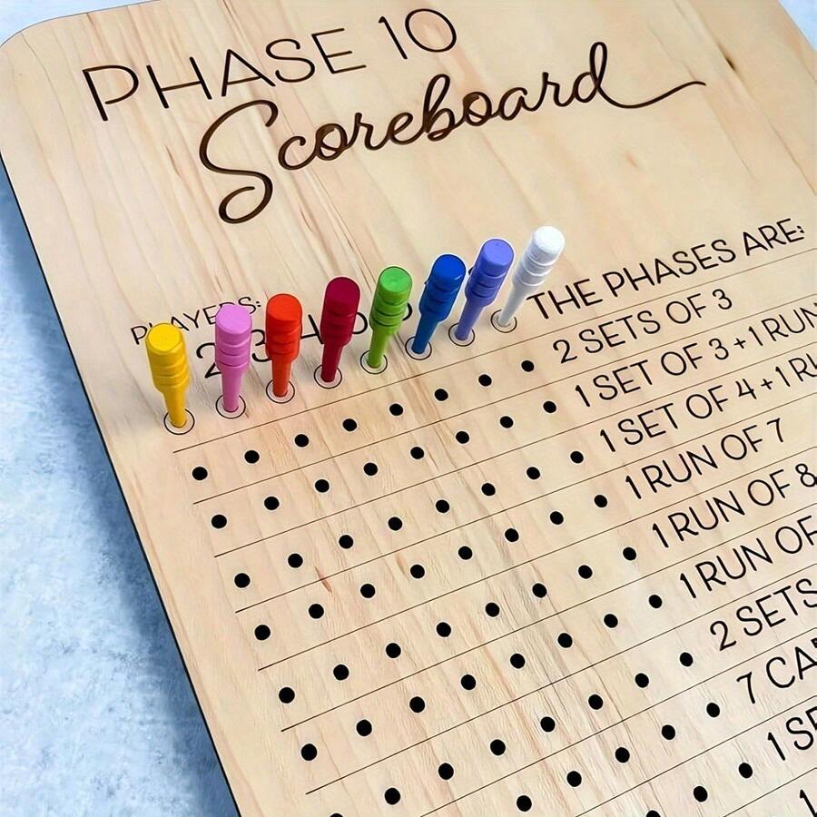 Phase 10 Score Board - 2025 New Wooden Phase Ten Scorecard And Round ...