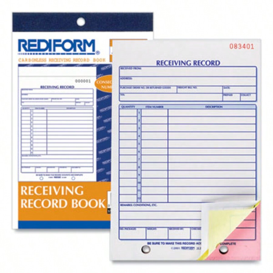 Rediform Receiving Record Book, Three-Part Carbonless, 5.56 X 7.94, 50 ...