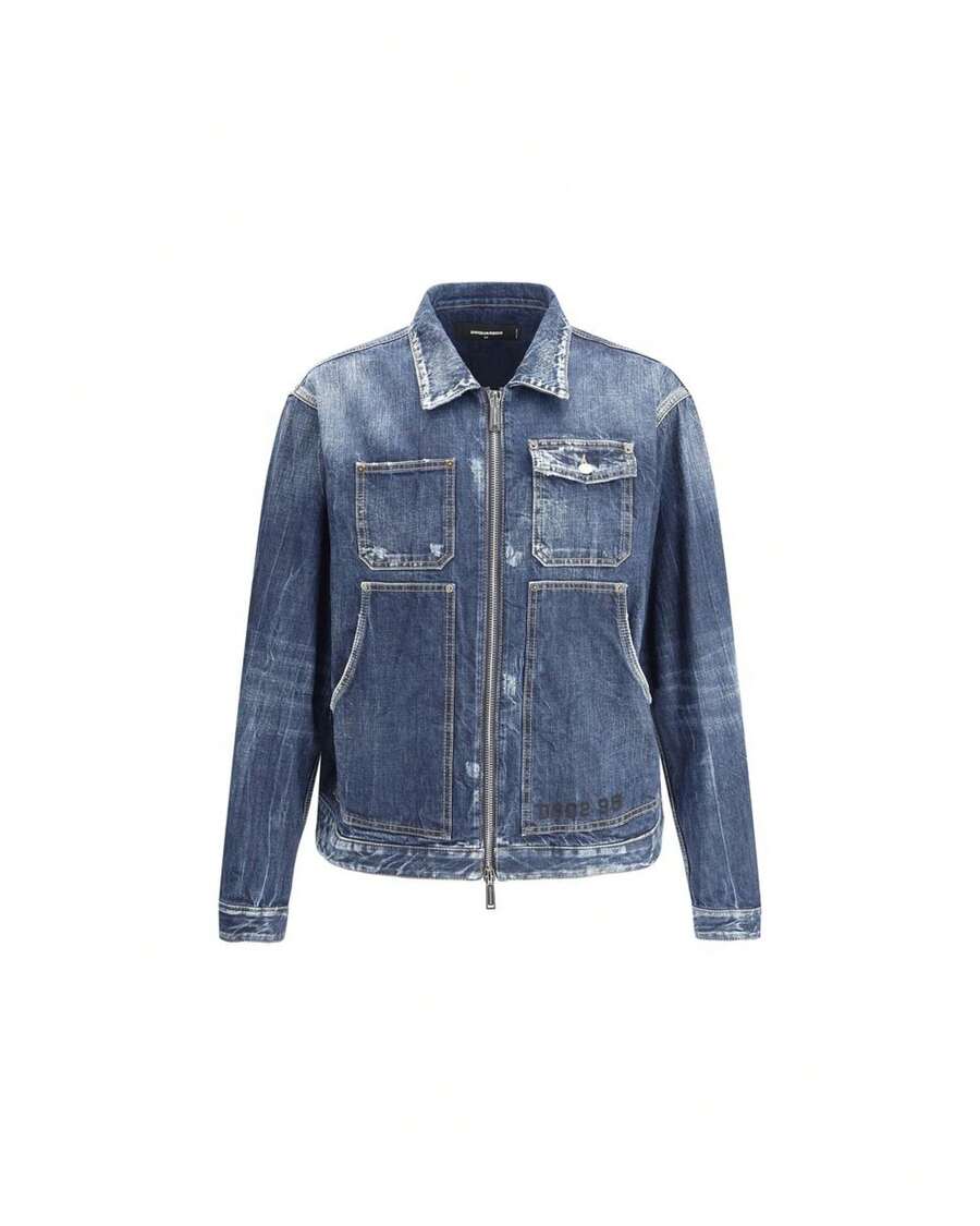 Dsquared 2 Denim Carpenter Jean Jacket With Vintage Effect And Patch ...