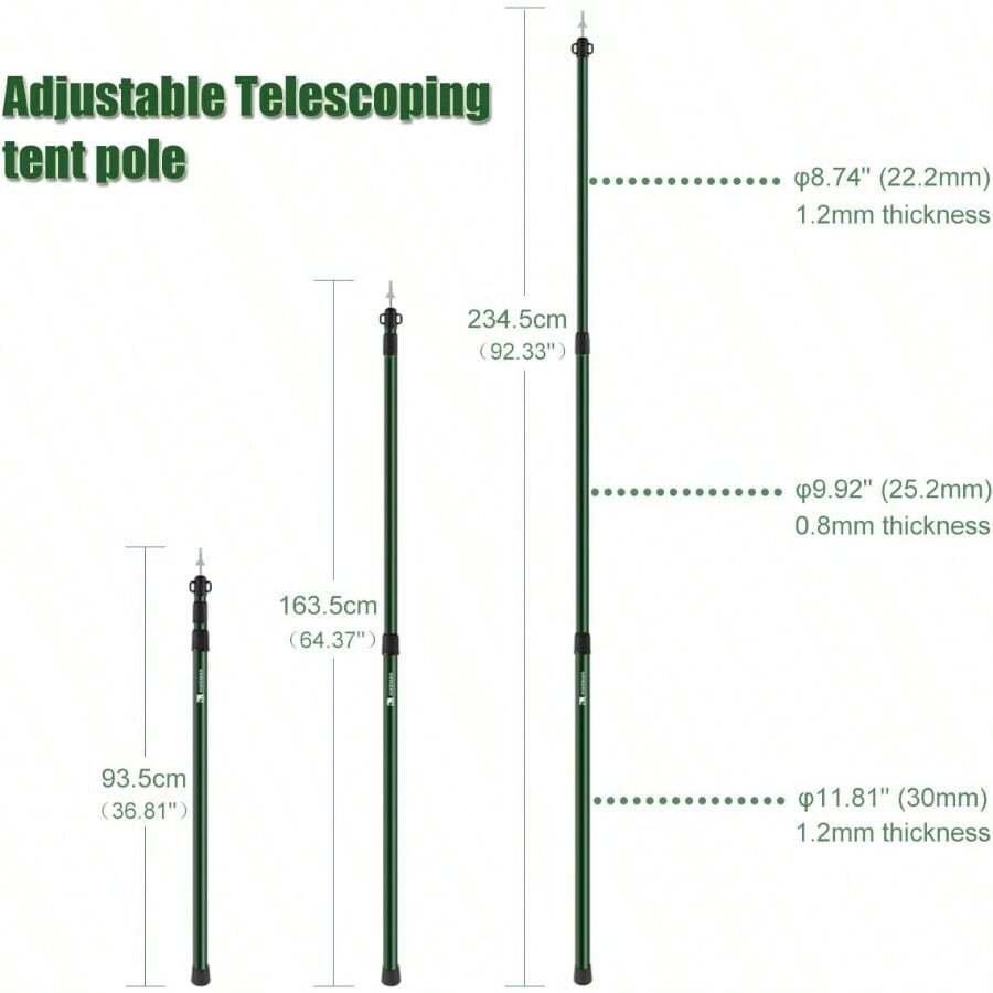 HIKEMAN Tarp Poles Adjustable Aluminum Telescoping Tarp Poles ...