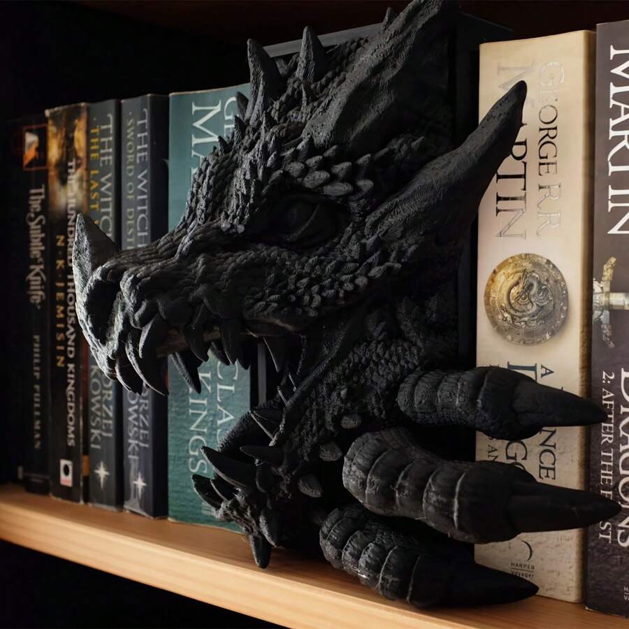 Dragon Book Nook, 3D Printed Dragon Fantasy Bookshelf Decoration And ...