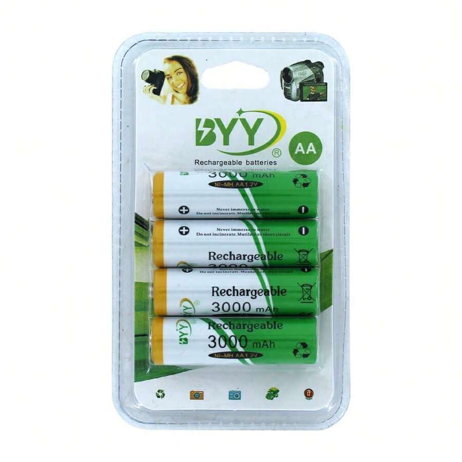 BYY DC21 AA 3000 MAh Rechargeable Battery Pack Of 4 Units Of AA ...