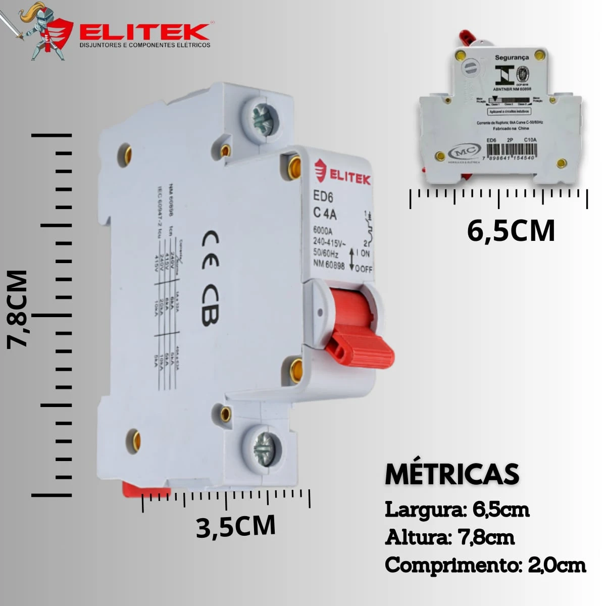 Disjuntor Unipolar Monopolar Elitek Curva C Amperagem 16A 1P | SHEIN Brasil