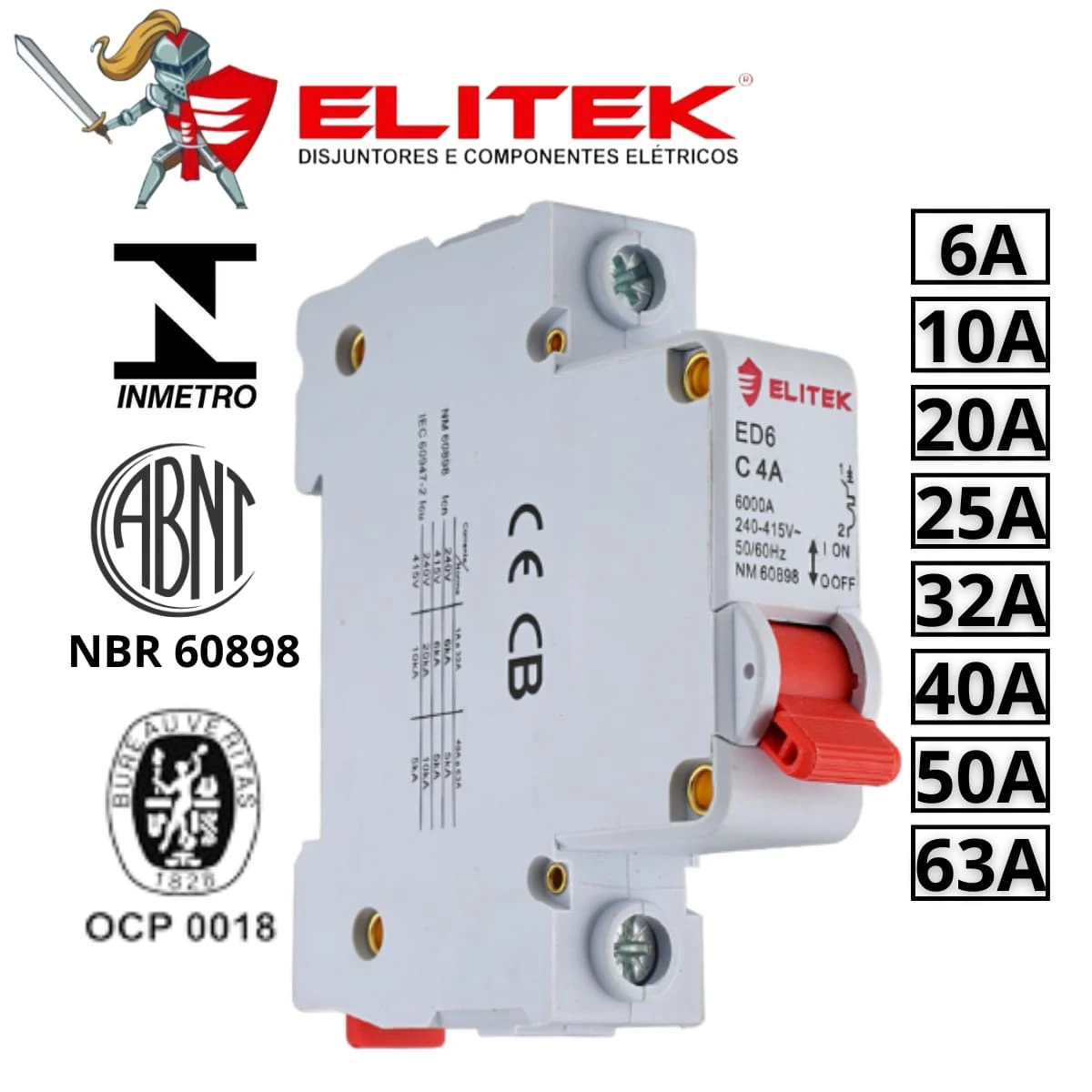 Disjuntor Unipolar Monopolar Elitek Curva C Amperagem 25A 1P | SHEIN Brasil