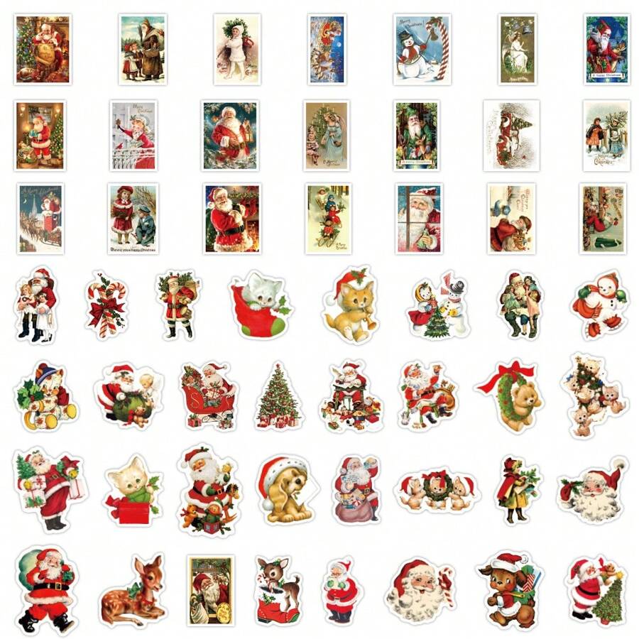 50PCS Retro Christmas Theme Stickers Vinyl Aesthetics Stickers ...