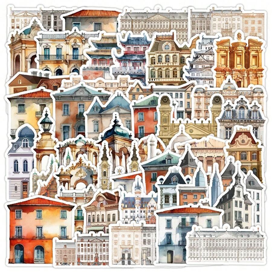 50PCS Architectural Series Stickers Vinyl Aesthetics Stickers, Decals ...