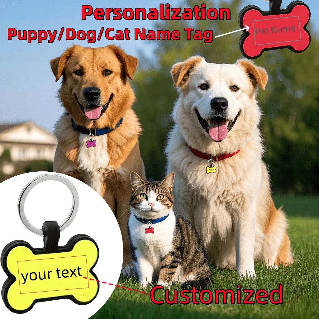 1pc Personalized Silicone Dog Tag With Engraved Name And Contact ...