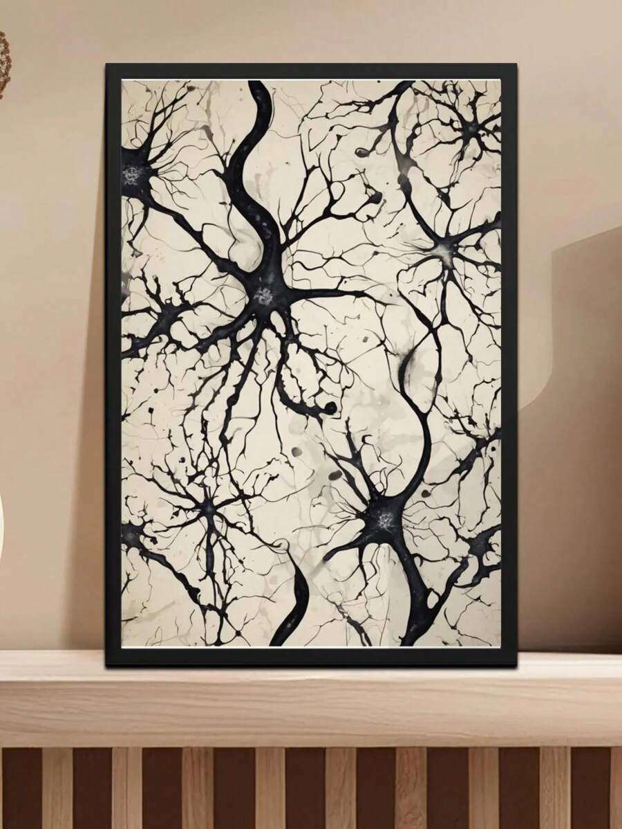 Abstract Neuron Network Wall Arts, Modern Science Art Posters, Neuron ...