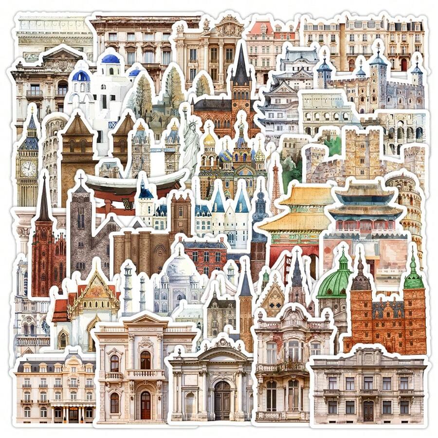 50PCS Architectural Series Stickers Vinyl Aesthetics Stickers, Decals ...