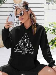 Lambda Lambda Lambda - Adams College Vintage Logo Big Size Women Hoodie ...