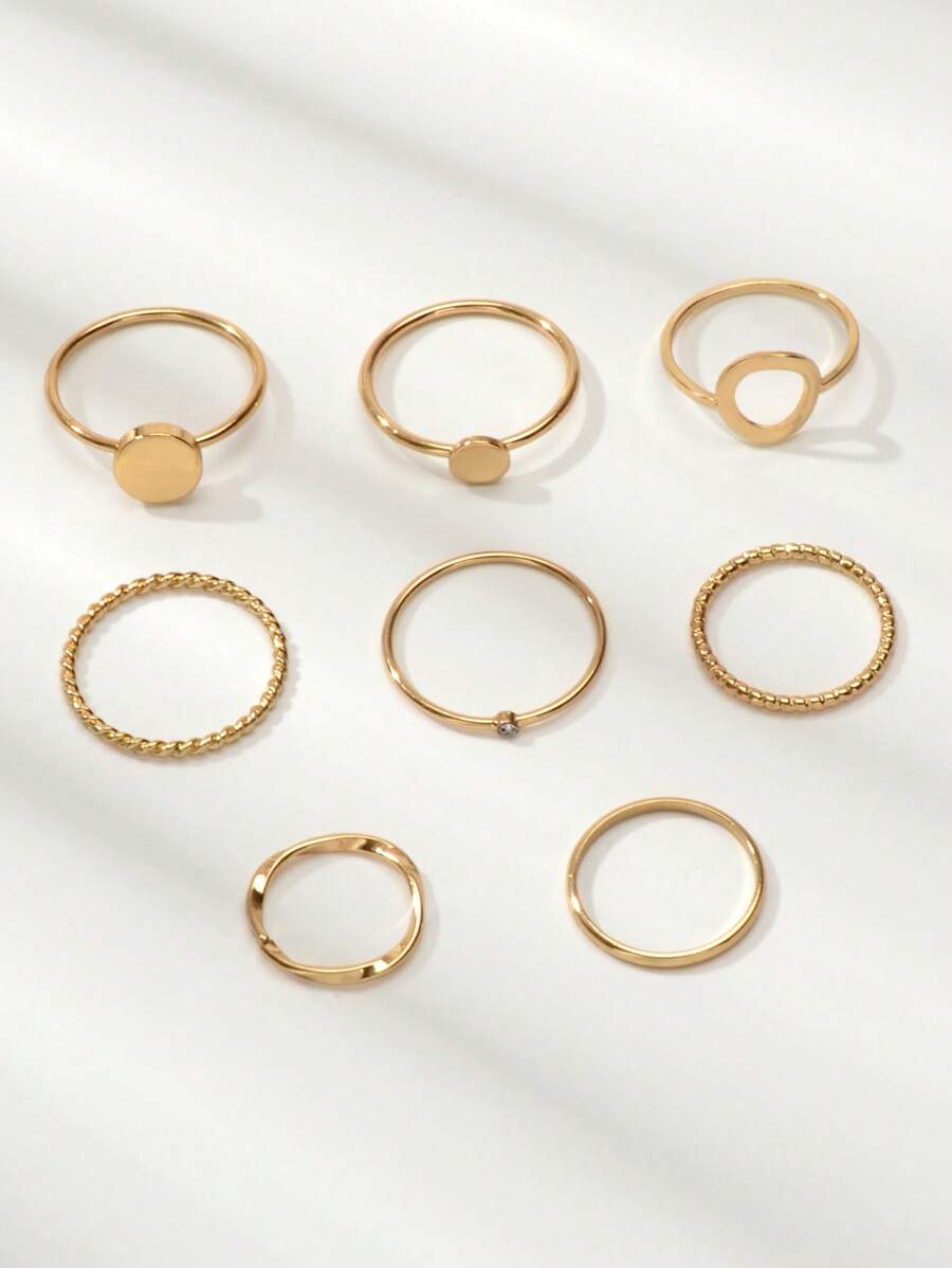 8 Pcs Multiple Gold Knuckle Stackable Joint Finger Simple Twist Midi ...