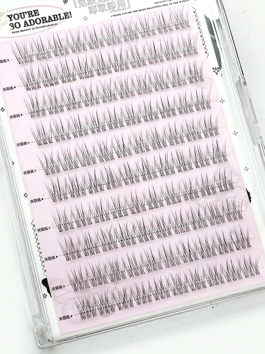 100pcs Glue-Free False Eyelashes, Natural Look Slouchy 3-In-1 Demon ...