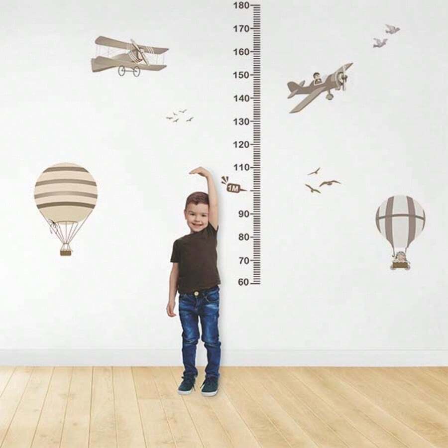 Children's Growth Chart Wallpaper Sticker Airplane And Balloon RG19 ...