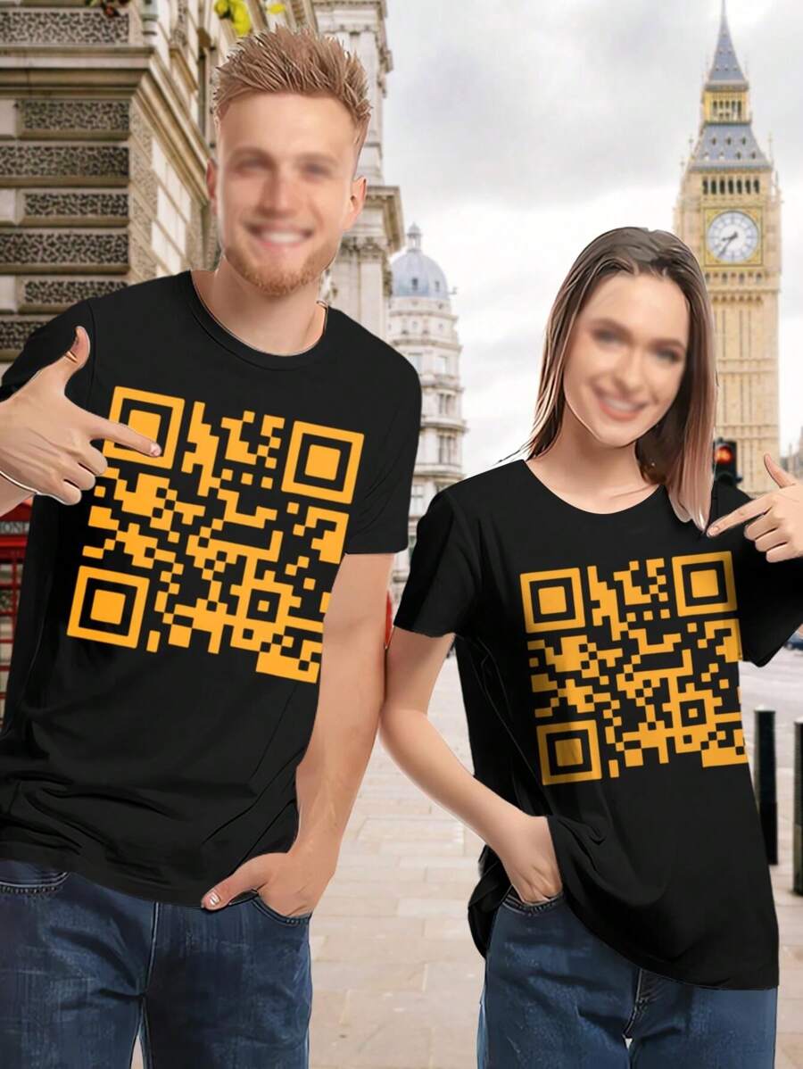 Naughty QR Code Lovers' T-Shirt Middle Finger 'Fuc K You' Design For ...