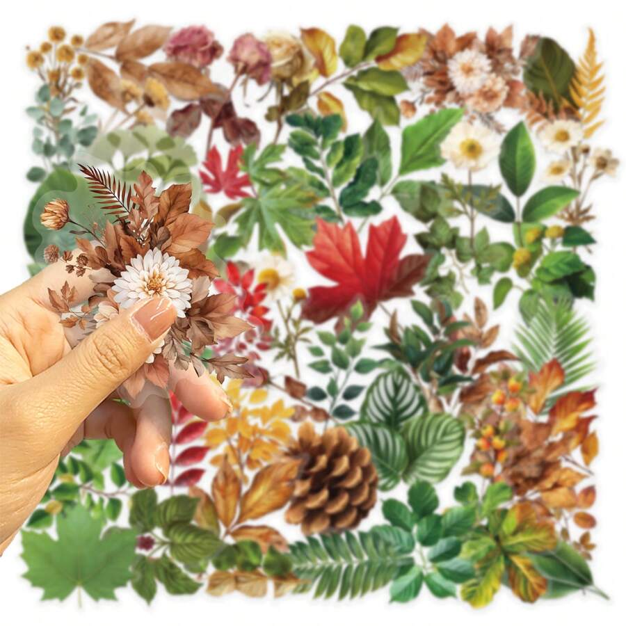 50PCS Plants Transparent Stickers Vinyl Aesthetics Stickers ...