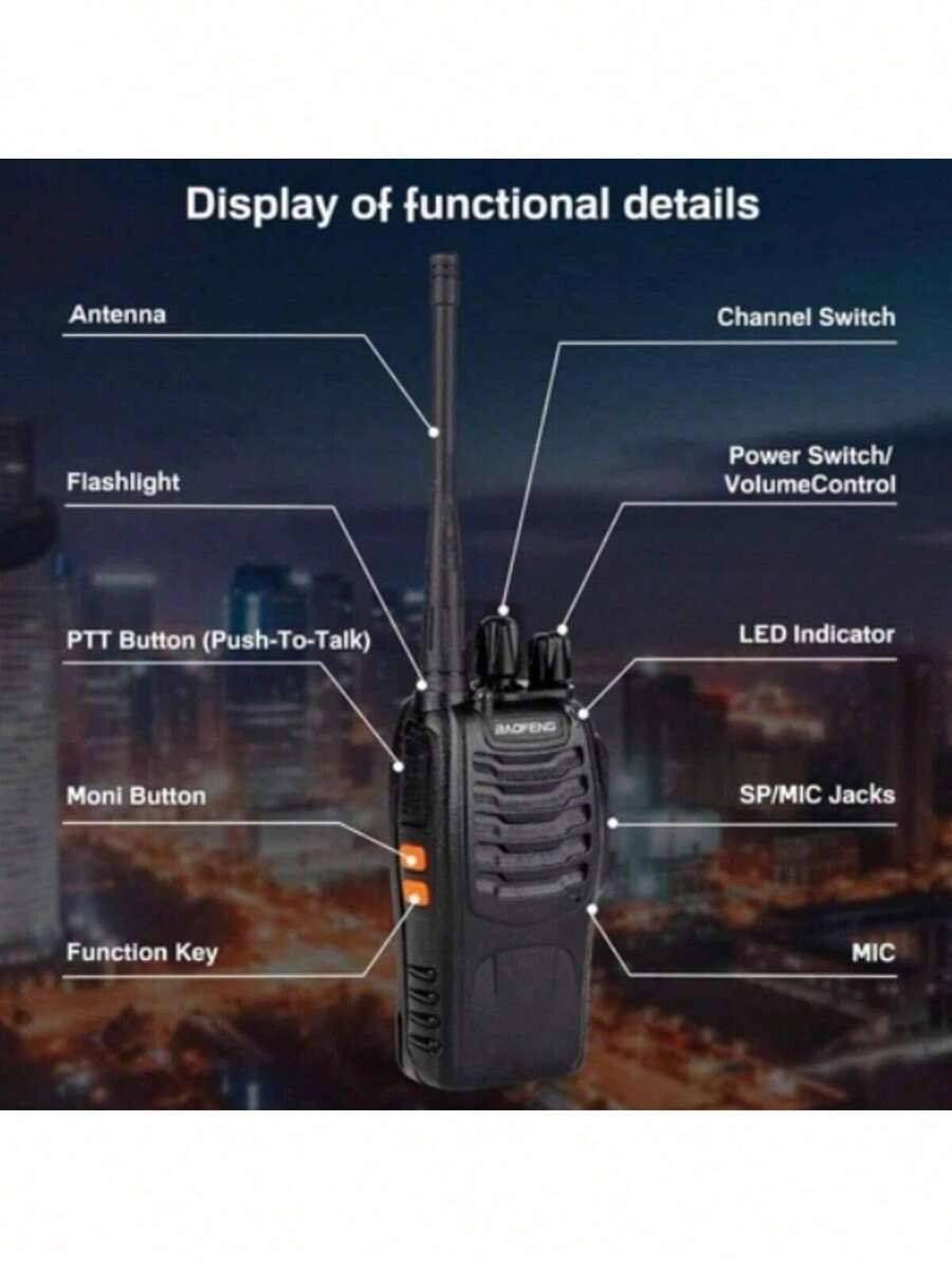 Kit 2 Walk Talk Radio Communicator Baofeng 777s With 16 Channels 12Km ...