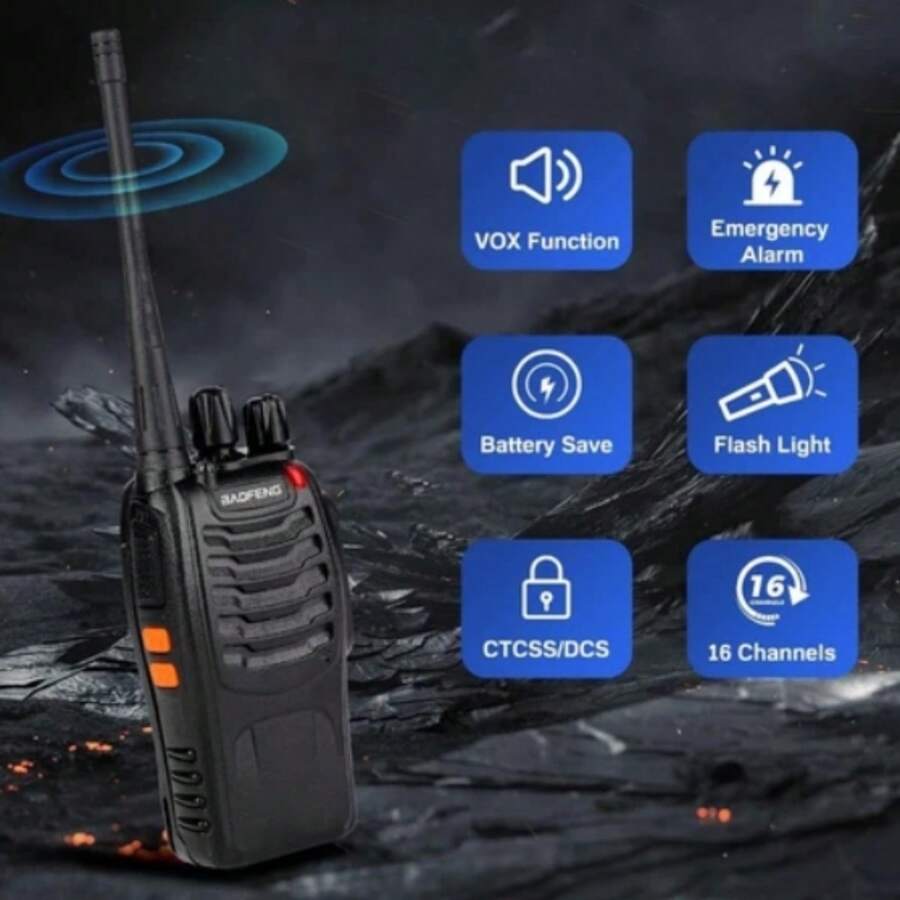 Kit 2 Baofeng Radio Communicator Range 12 Km 16 Channel BF 777S ...