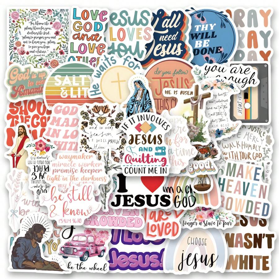 60PCS Jesus Christian Bible Stickers, Scrapbook, Journaling, Laptop ...