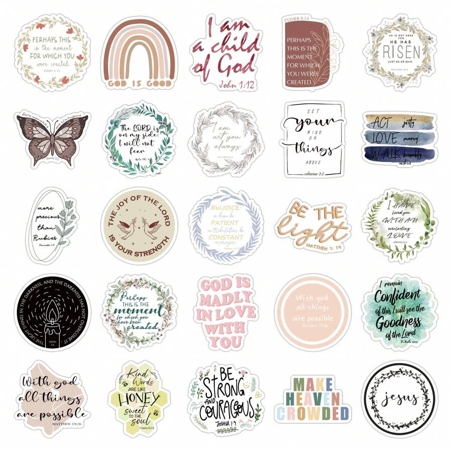 50 Pcs Jesus Bible Verses Stickers Vinyl Aesthetics Stickers, Decals ...